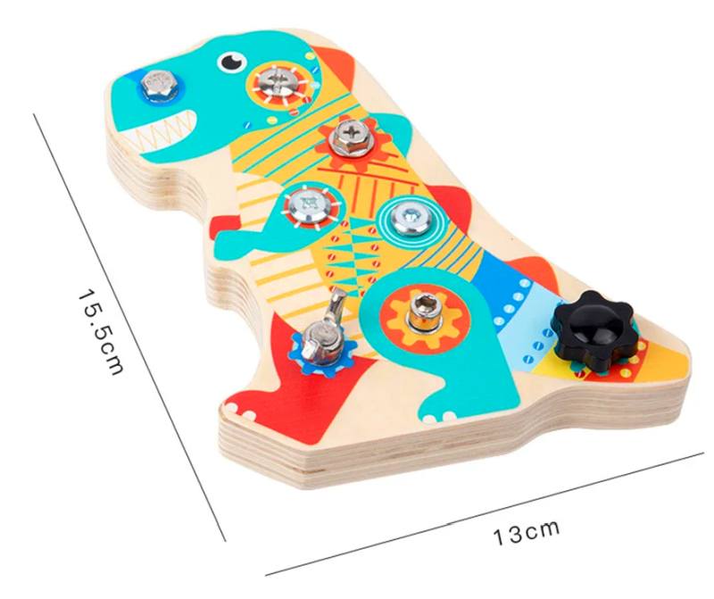 Dinosaur Bolt Screw Busy Board - My Wooden Toys