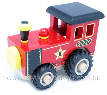 Red Wooden Train With Rubber Wheels | My Wooden Toys