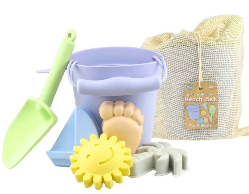 Silicone Beach Bucket Set Purple at My Wooden Toys