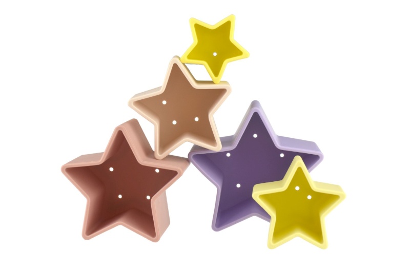 Silicone Stacking Stars Multi Colour at My Wooden Toys