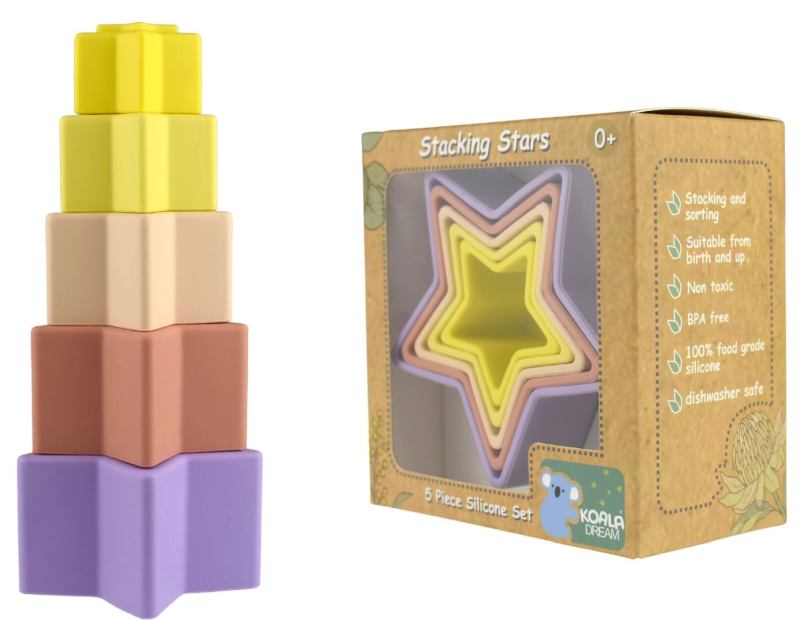 Silicone Stacking Stars Multi Colour at My Wooden Toys