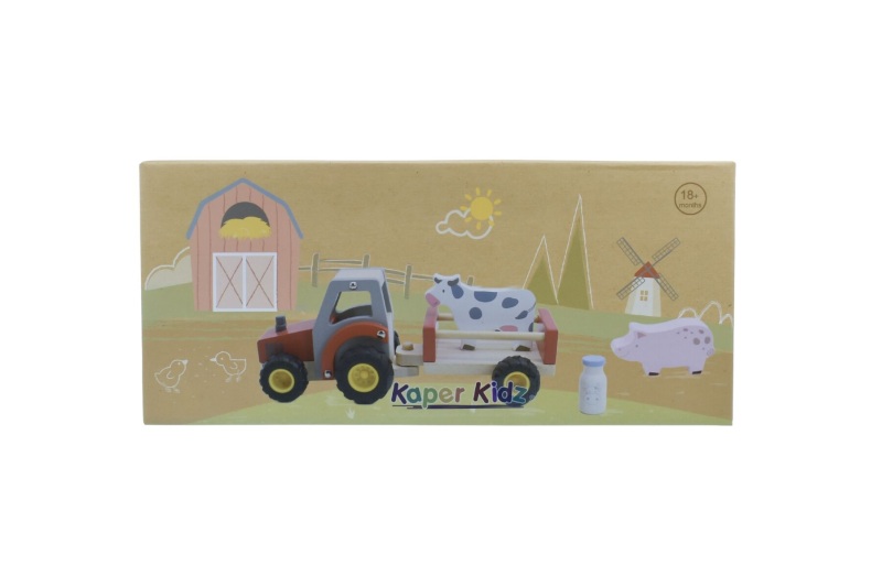 Tractor Trailer Farm Animal Red at My Wooden Toys