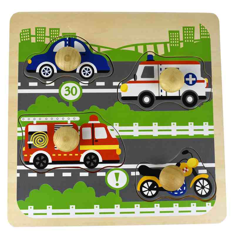 Traffic Large Peg Puzzle at My Wooden Toys