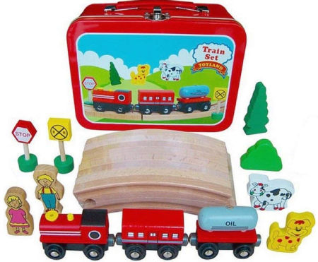 Wooden Train Set in Tin Case - My Wooden Toys