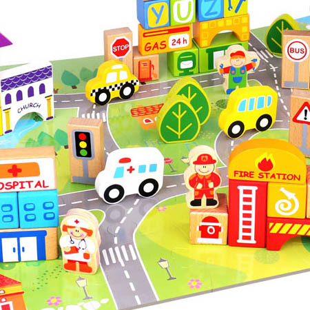 Wooden Blocks City 100 Pieces - My Wooden Toys
