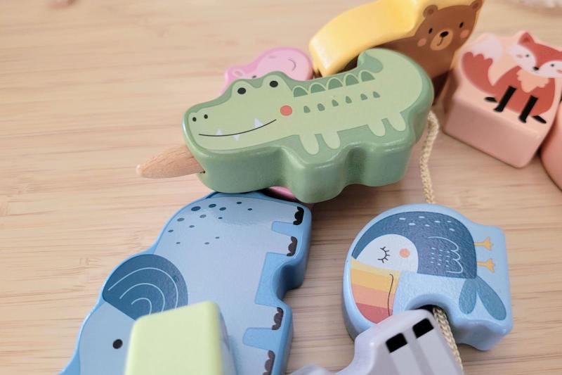 Lacing Blocks Animals at My Wooden Toys