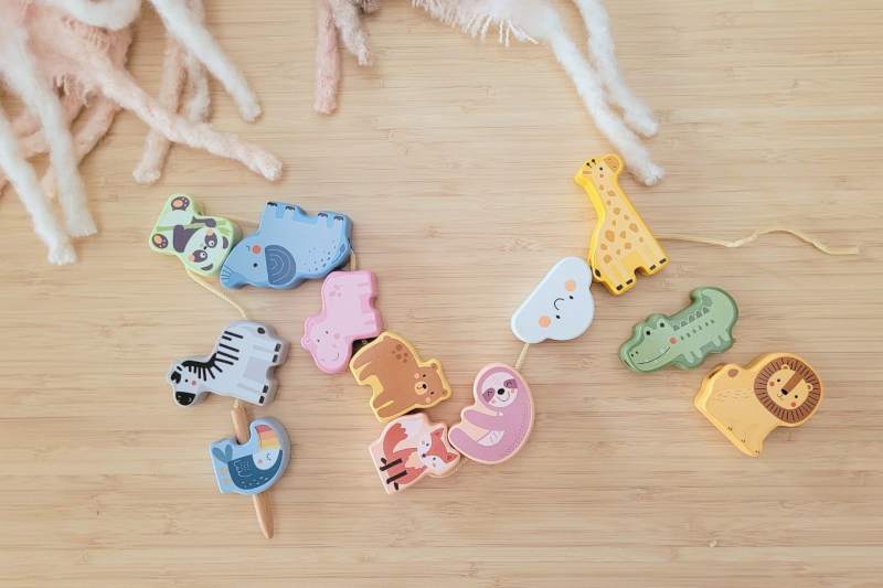 Lacing Blocks Animals at My Wooden Toys