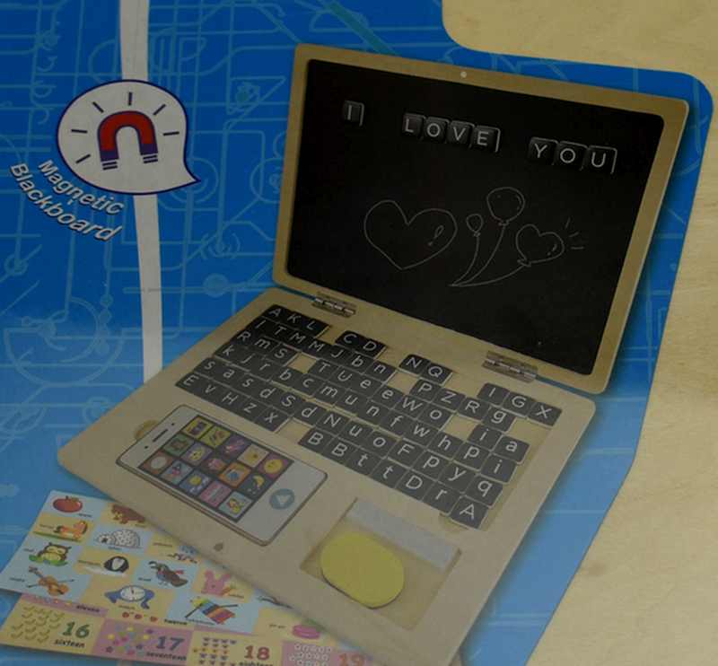 Magnetic Wooden Laptop - Chalkboard, Wood Phone - My Wooden Toys