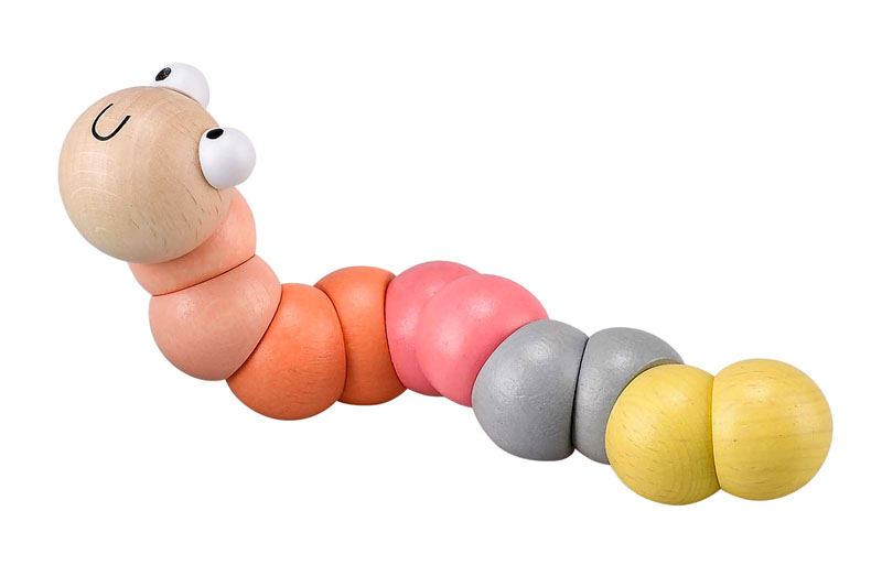 Wooden Wiggly Worm - Orange - My Wooden Toys